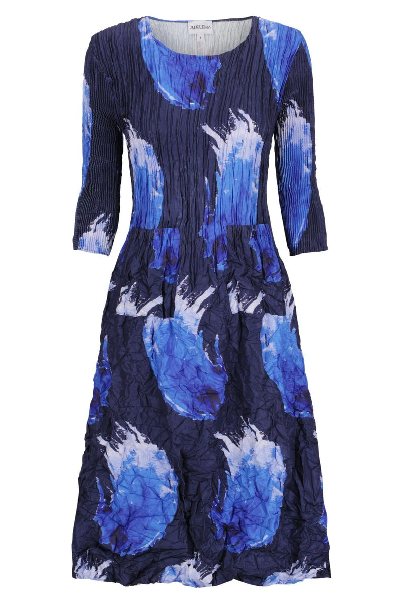 Alquema 3/4 Sleeve Smash Pocket Dress | Blue Splash | Silvermaple Boutique