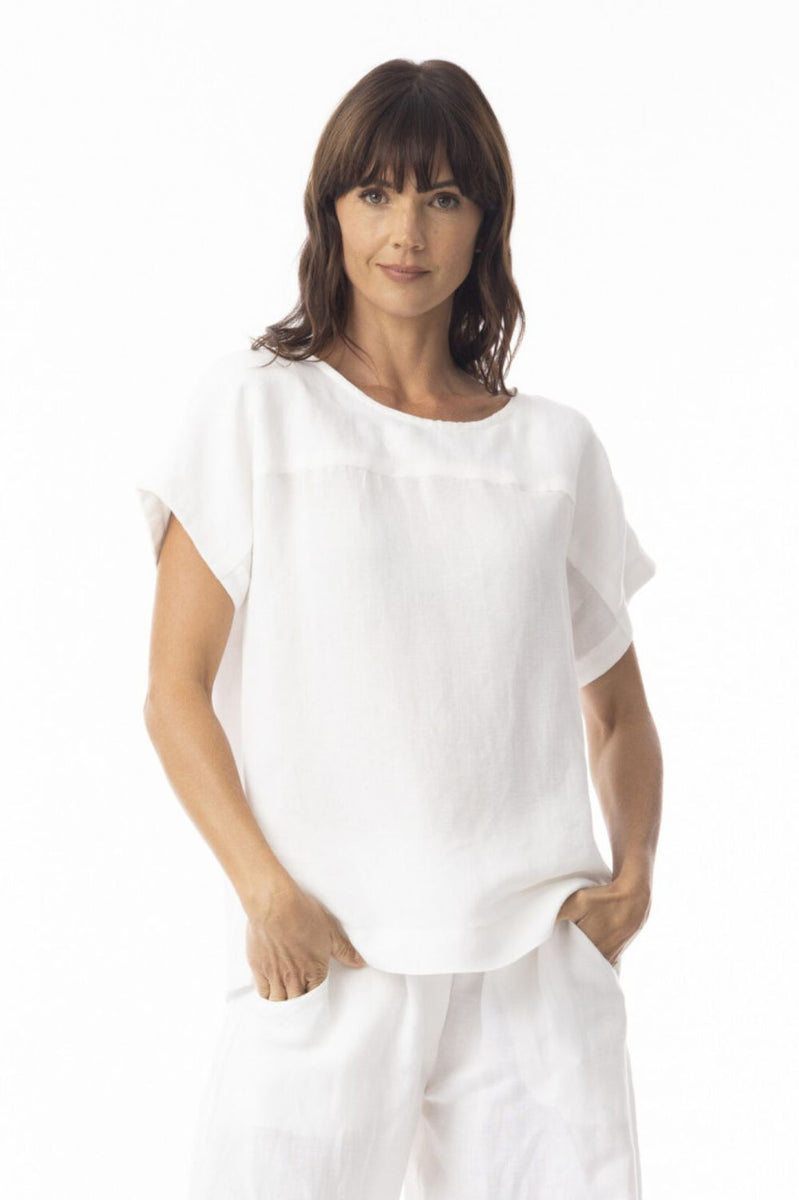 Linen Boxy Top | White | Silvermaple Boutique