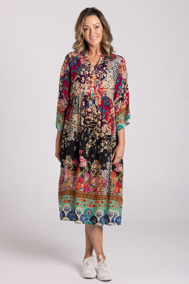 Erin V-Neck Dress | Maroon Mirage | Silvermaple Boutique